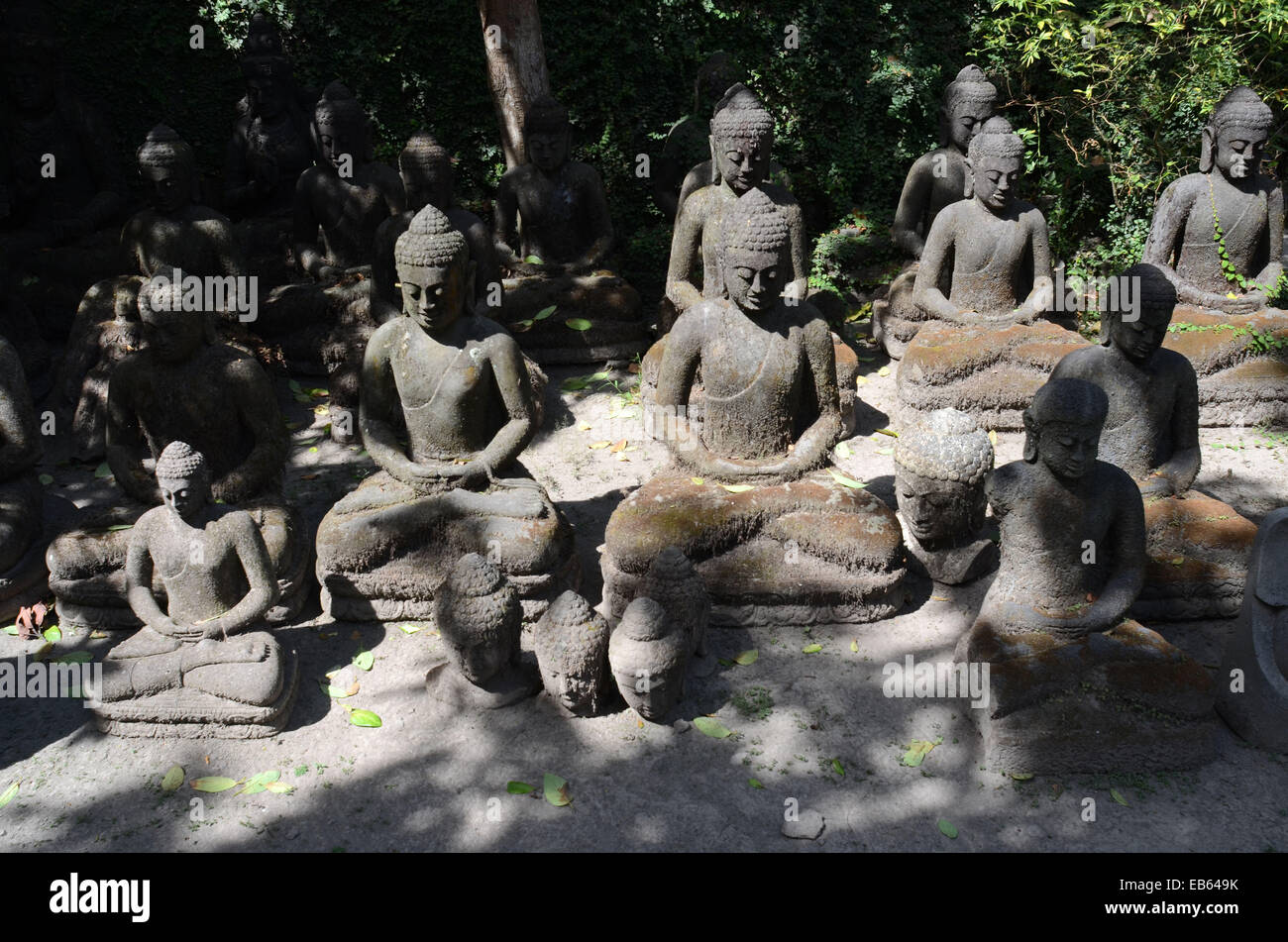 A number of Buddha statues in old metropolitan Trowulan. Trowulan Site ...