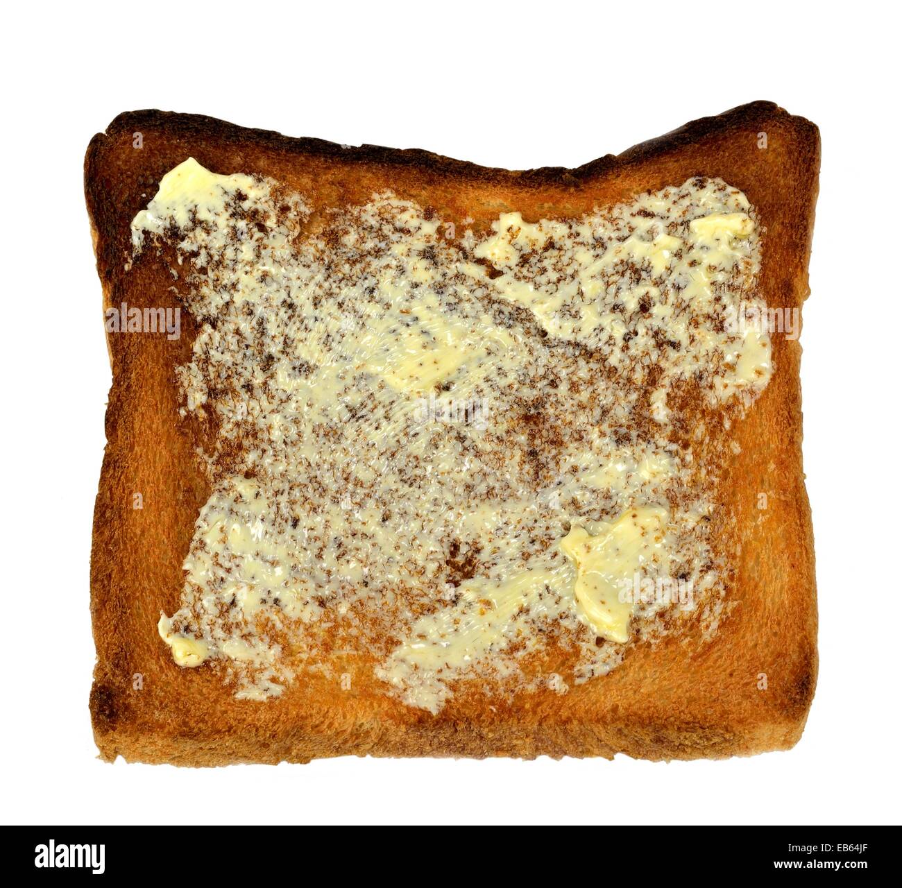 Slice of buttered white toast on a white background Stock Photo - Alamy