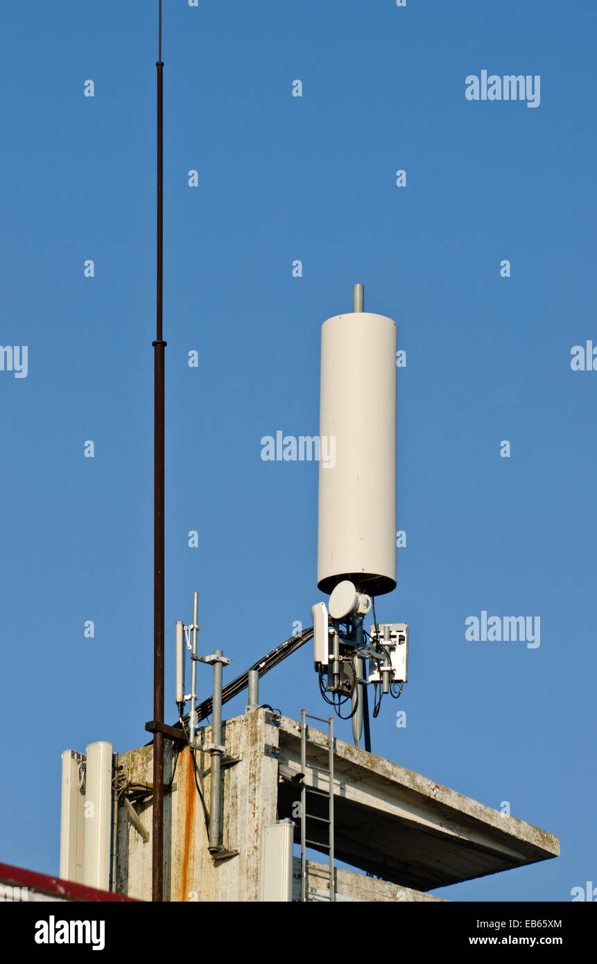 antenna communication device on roof construction Stock Photo - Alamy