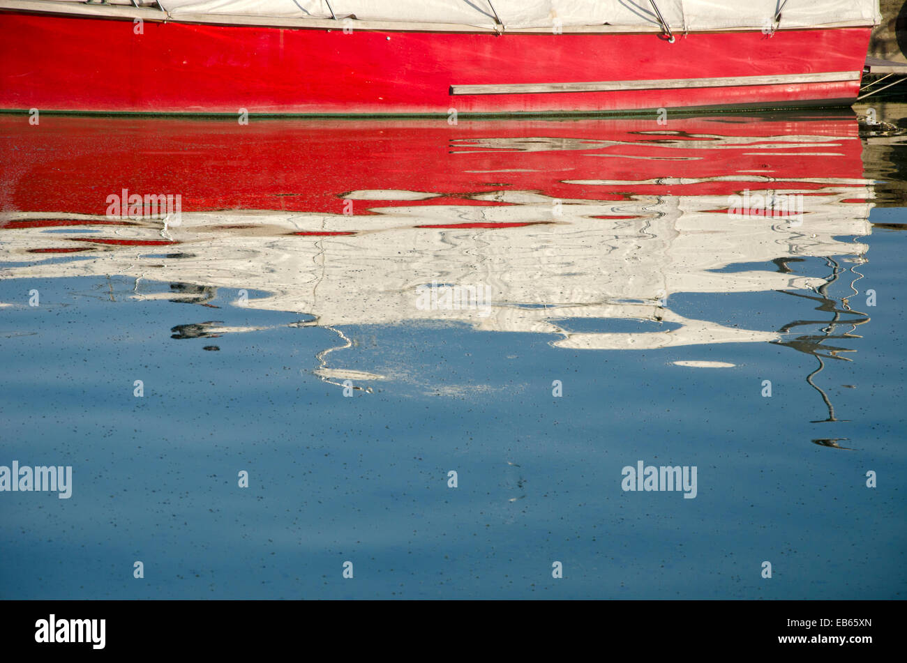 colorful boat reflections on sea water abstract background Stock Photo ...