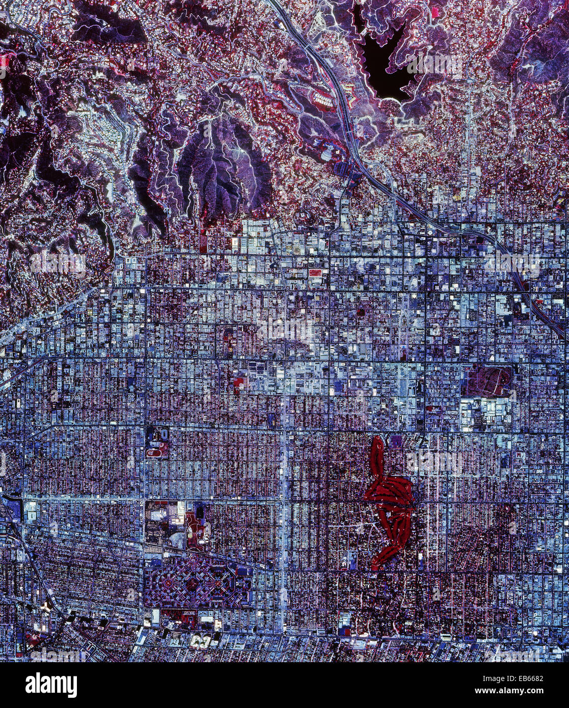 historical infrared aerial photograph of Hollywood, California, 1989 ...