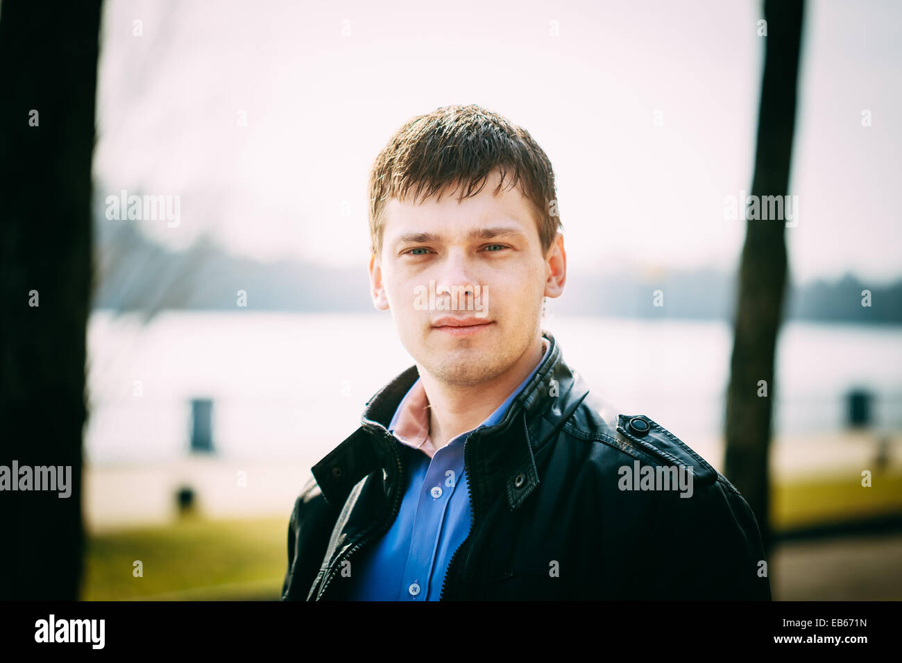 Young Handsome Man Outdoors Portrait. Spring Colours Stock Photo - Alamy