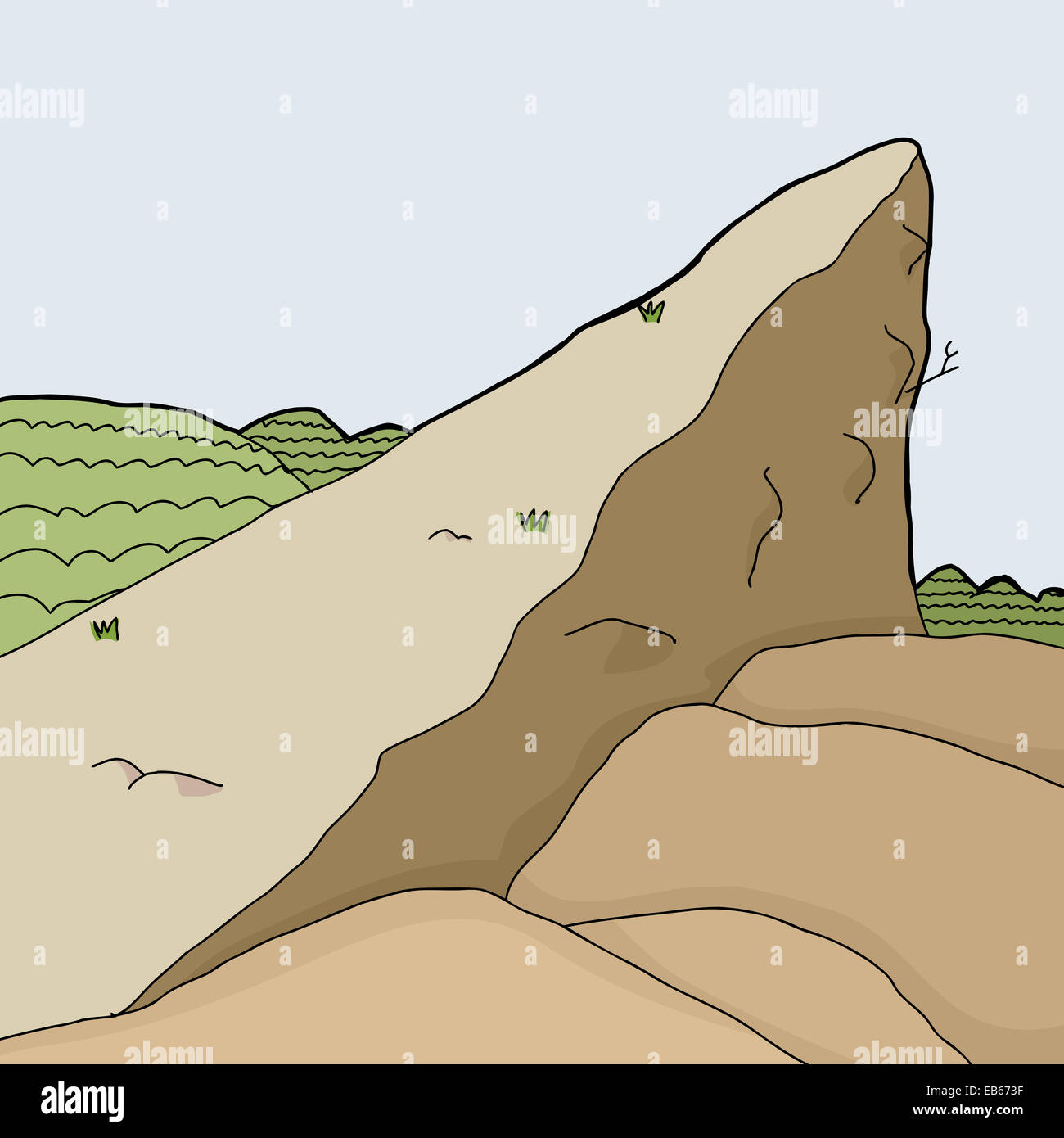 Wilderness rock outcropping in desert cartoon background Stock Photo ...