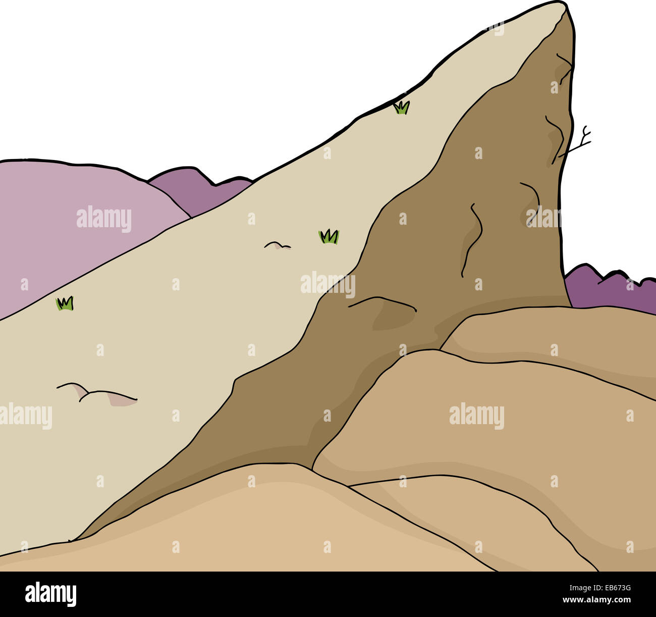 Isolated rock cliff in wilderness cartoon background Stock Photo - Alamy