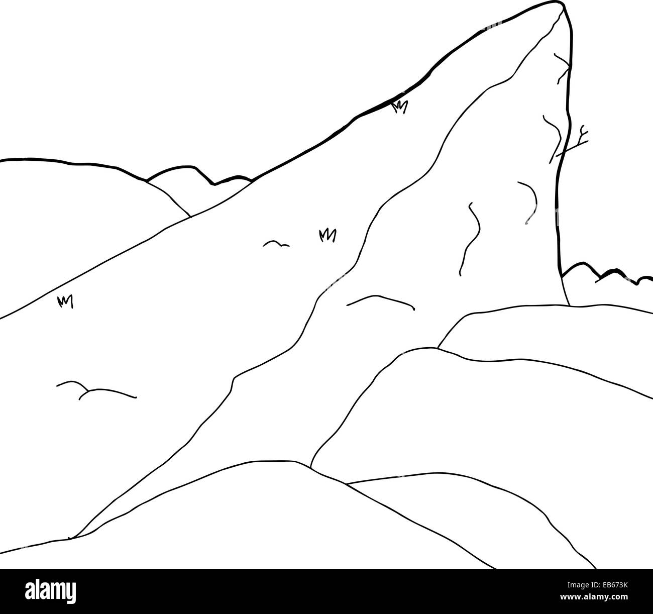 Outline cartoon background of high mountain summit Stock Photo - Alamy