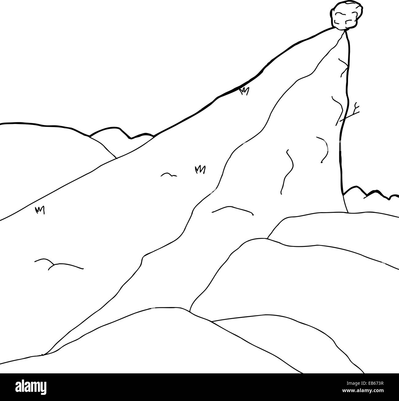 Outlined rock outcropping in with boulder cartoon background Stock ...