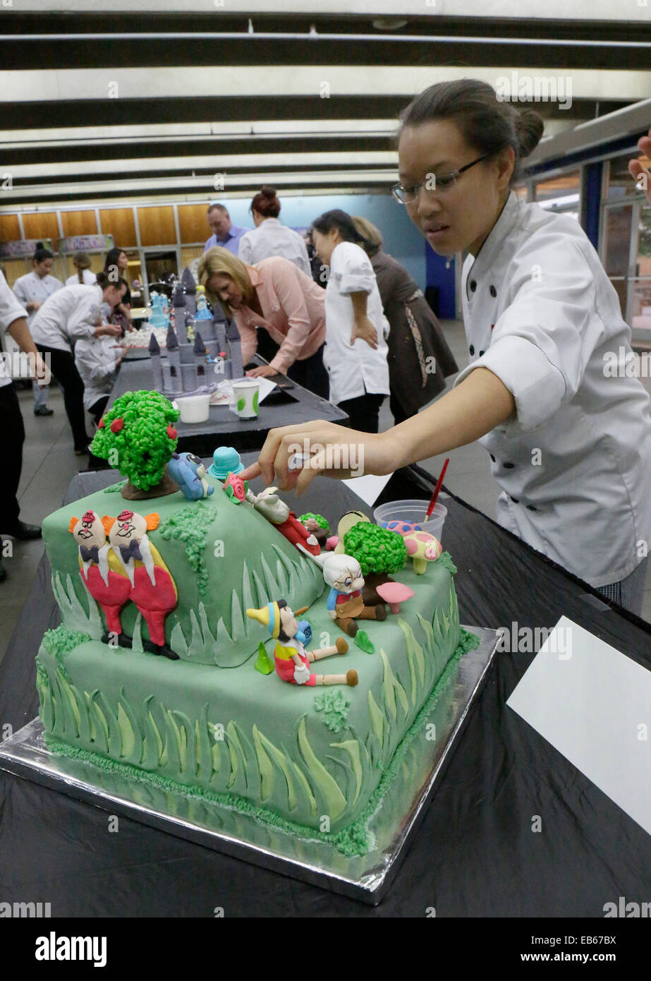 Vancouver, Canada. 26th Nov, 2014. A culinary student works on her cake ...