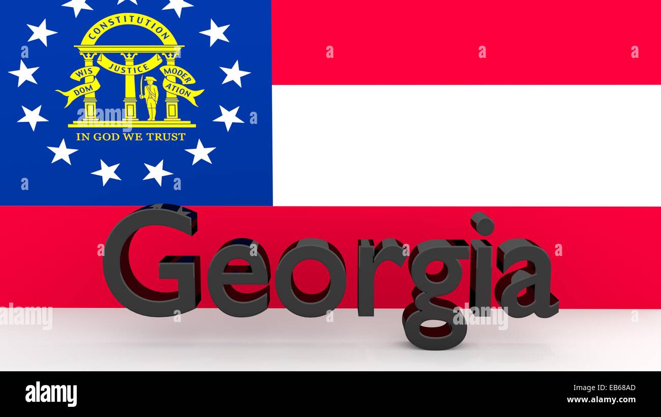 Writing with the name of the US state Georgia made of dark metal in ...