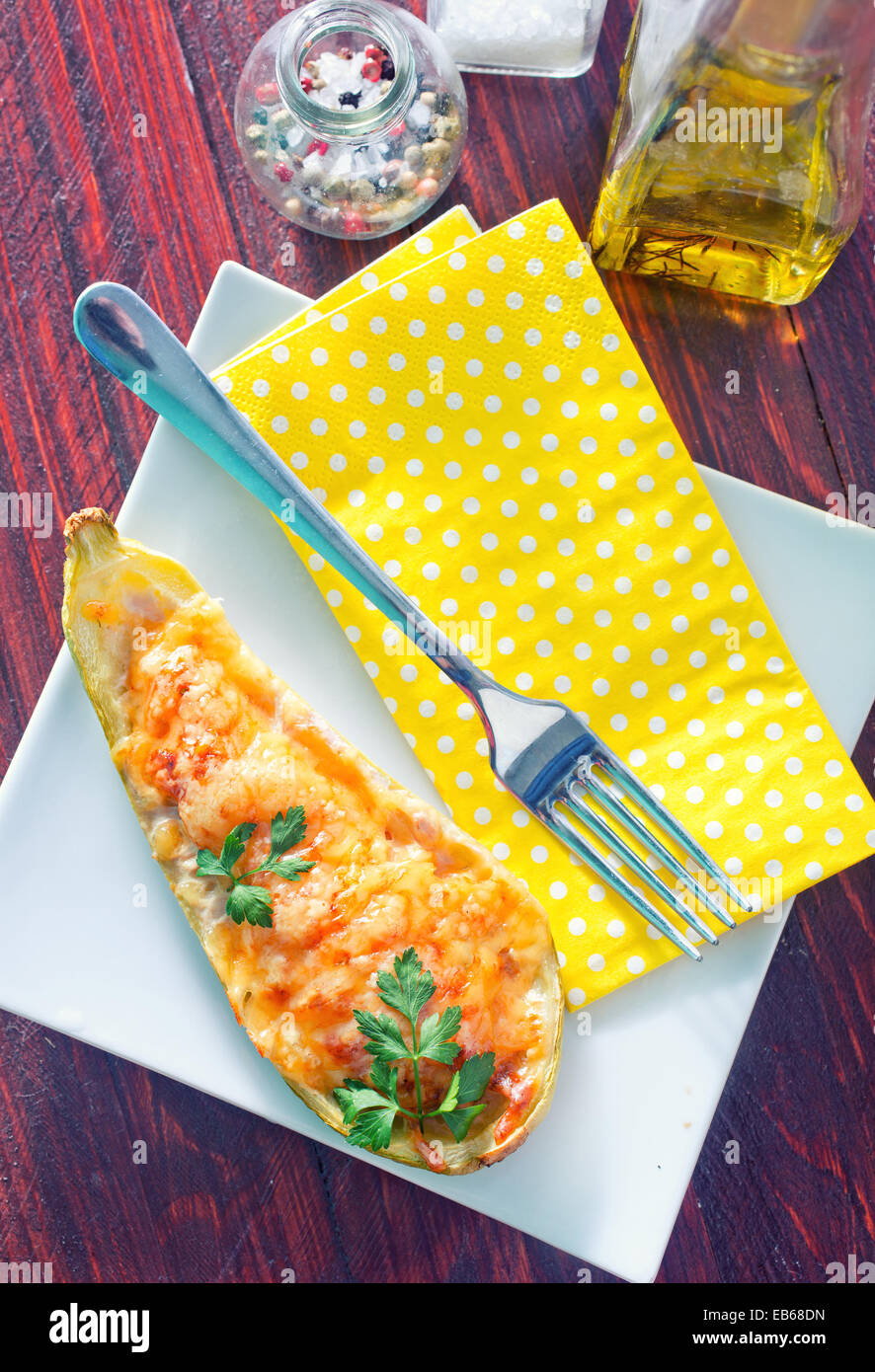 marrow stuffed with cheese and meat Stock Photo - Alamy