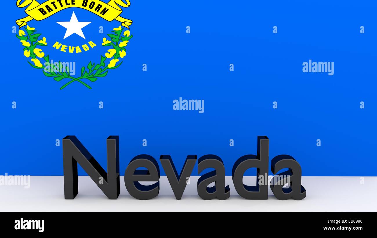 Writing with the name of the US state Nevada made of dark metal in ...