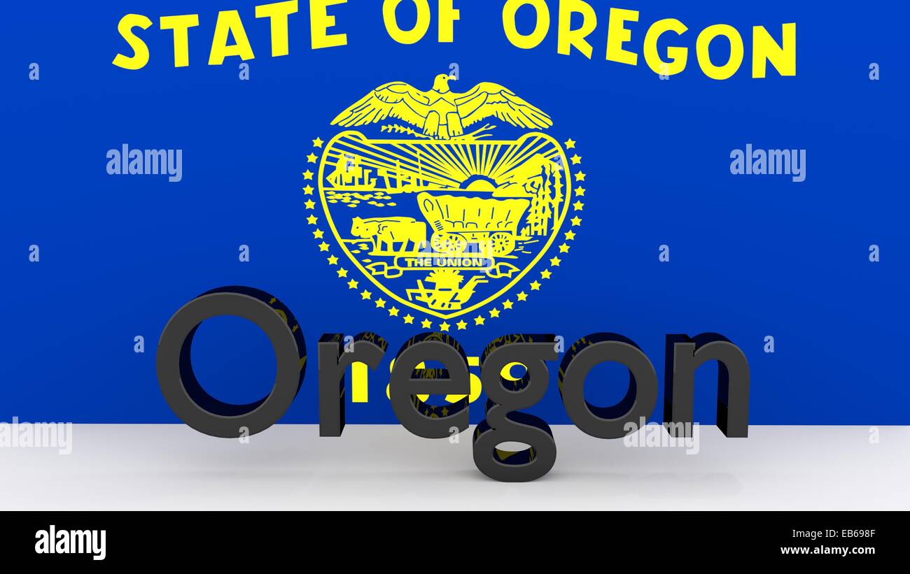 Writing with the name of the US state Oregon made of dark metal in ...