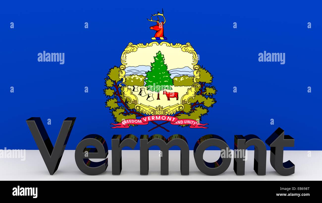 Writing with the name of the US state Vermont made of dark metal in ...