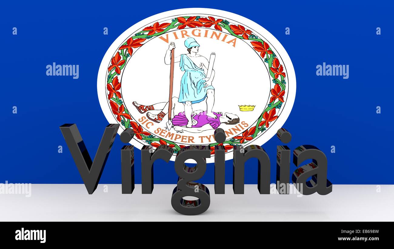Writing with the name of the US state Virginia made of dark metal in ...