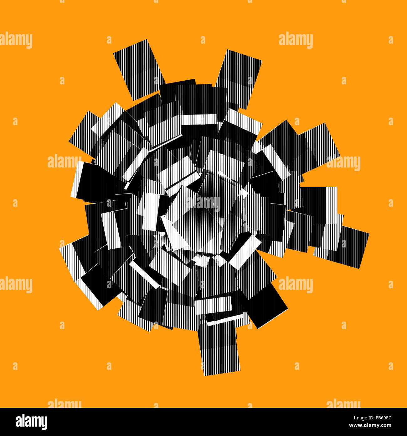 abstract 3d shape in striped pattern on orange Stock Photo - Alamy