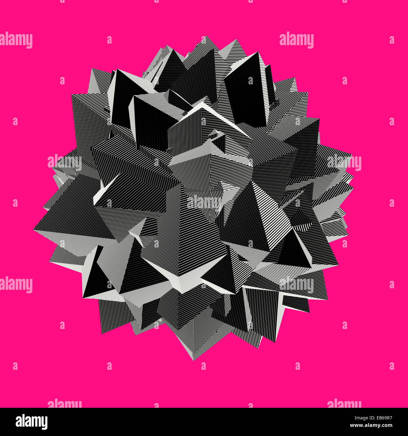 abstract 3d shape in striped pattern on pink Stock Photo - Alamy