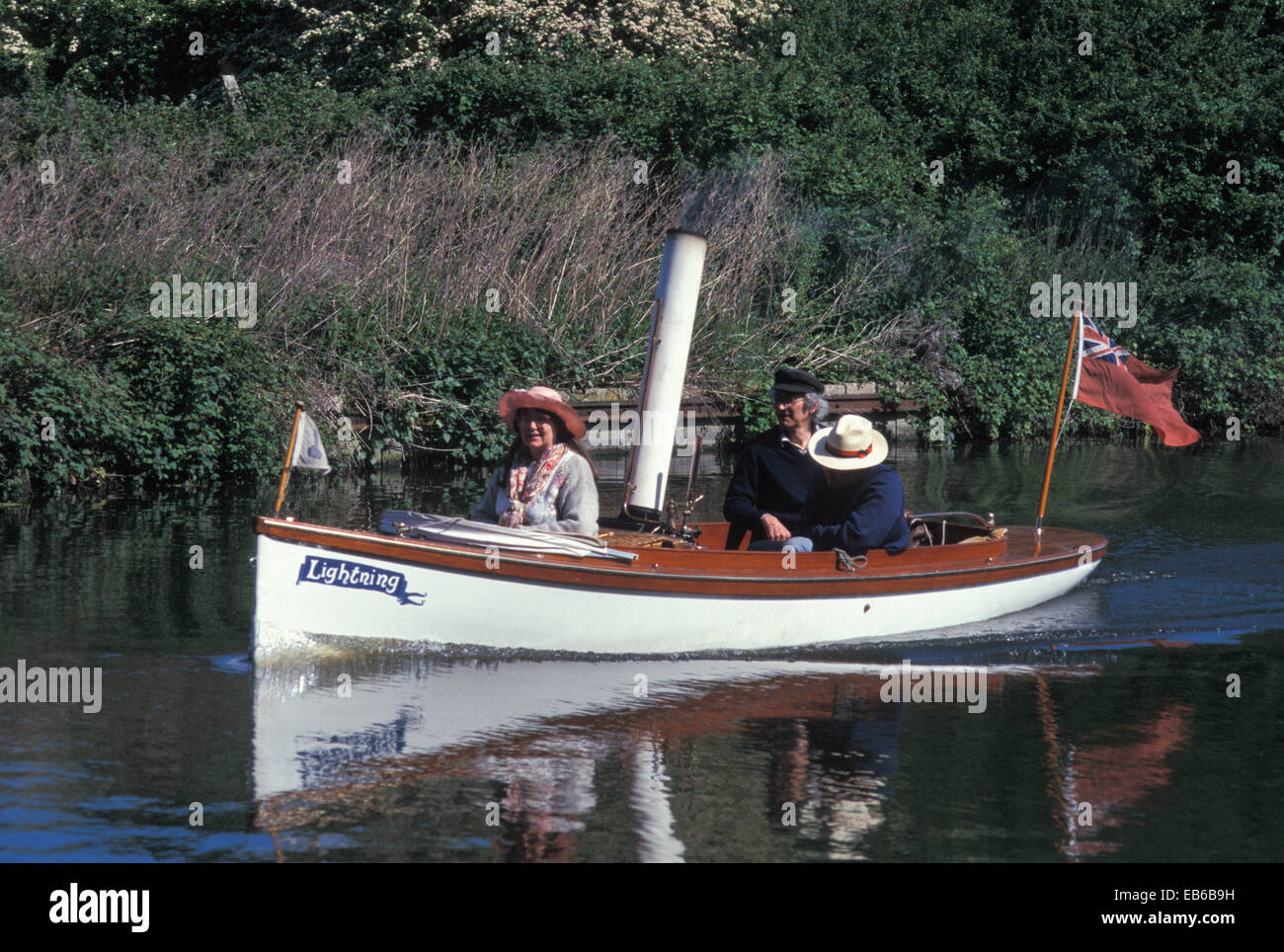 Steam ship (open launch) Lightning (UK) circa 1970s Stock Photo - Alamy