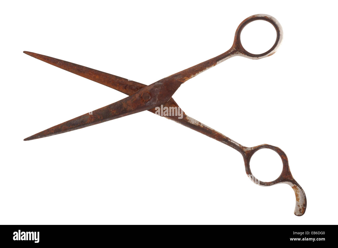Old rusty hairdressing scissors on white background Stock Photo - Alamy