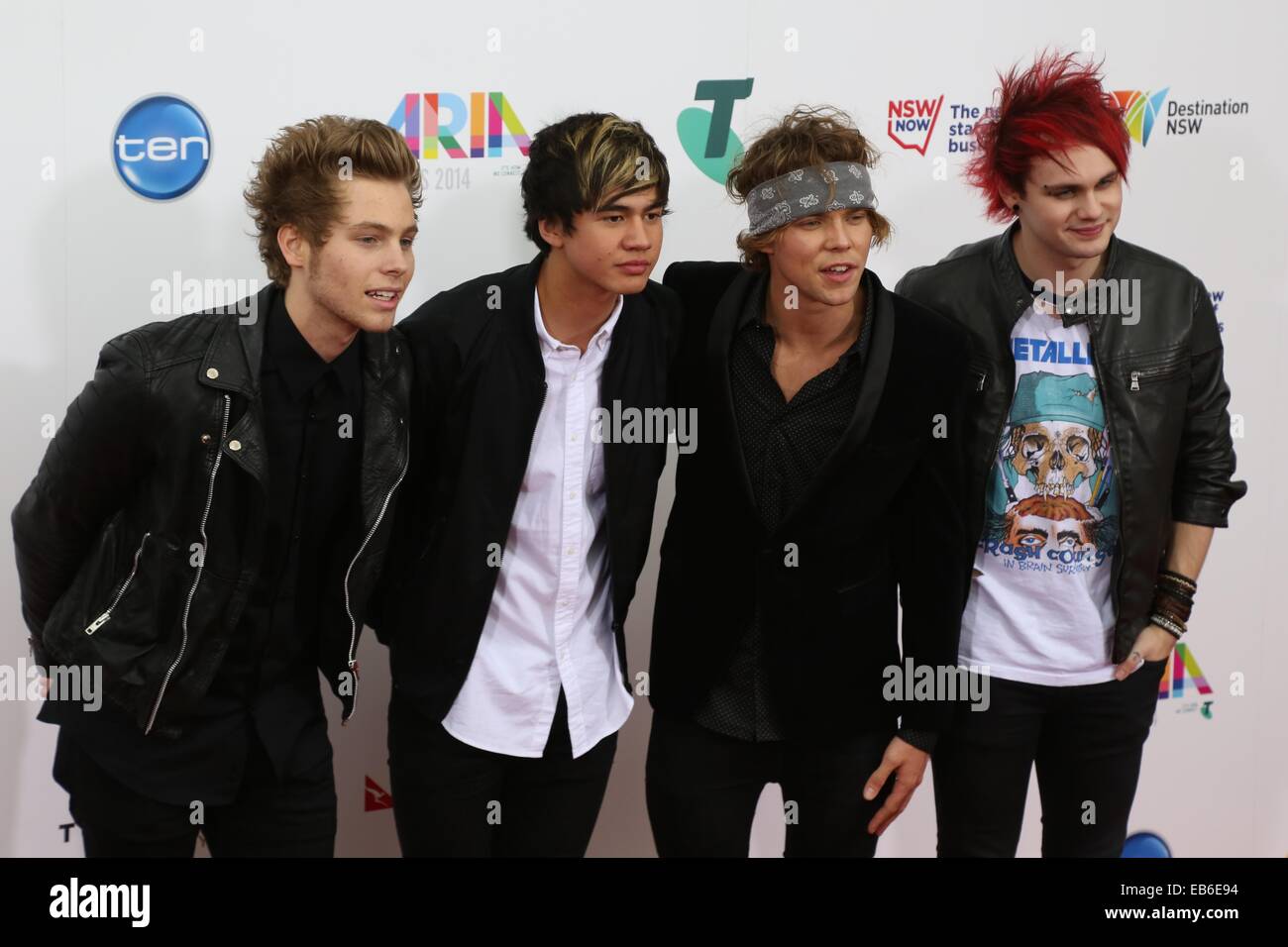Sydney, Australia. 26 November 2014. Boy band 5 Seconds of Summer (L-R ...