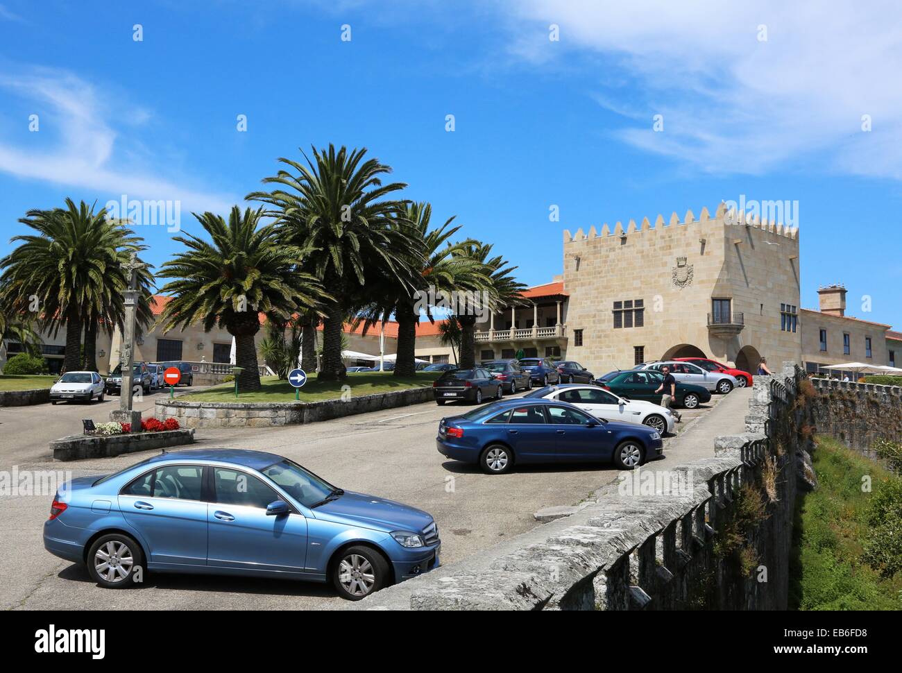 Parador, Monterreal castle, Baiona, Pontevedra, Galicia, Spain Stock ...