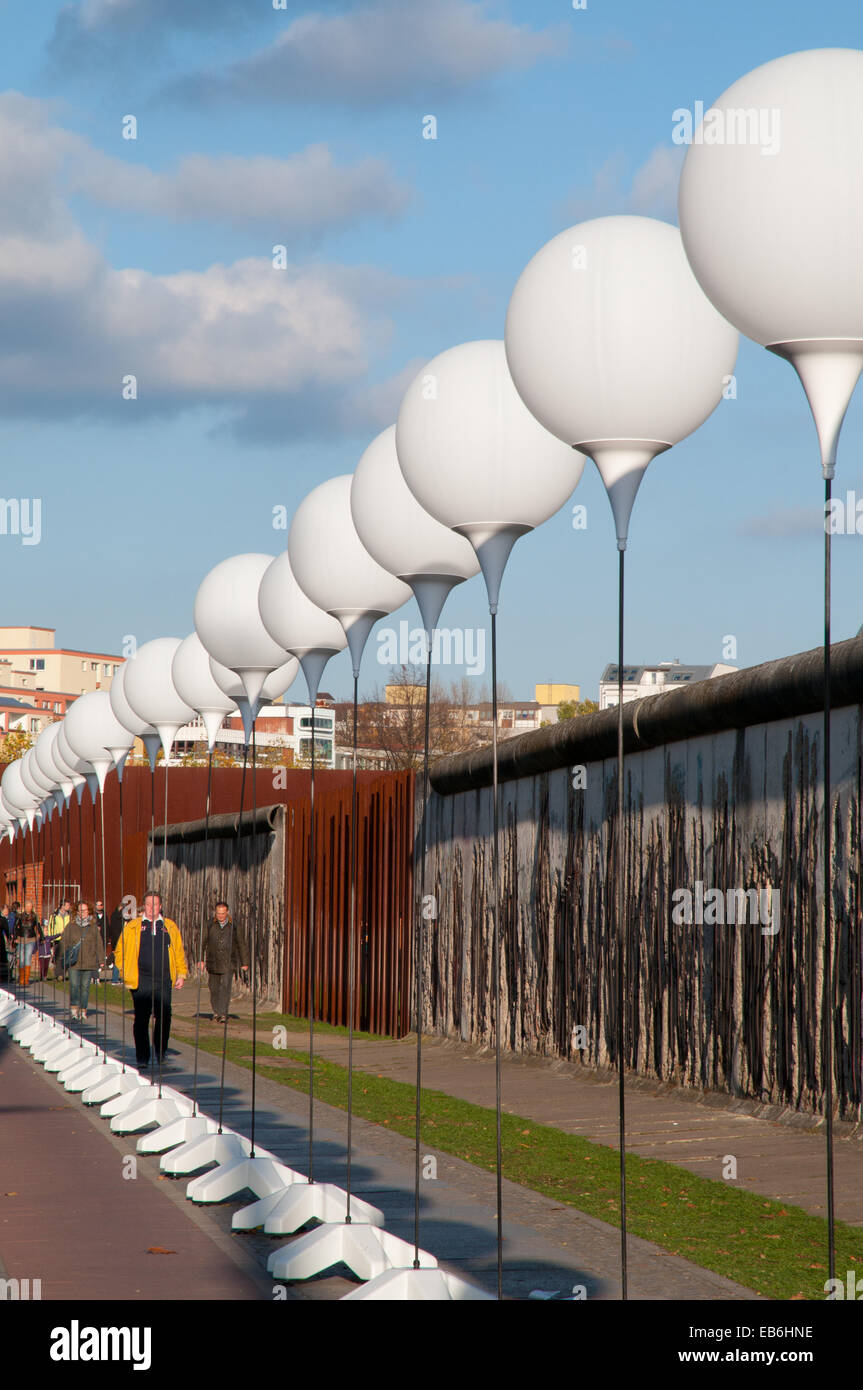 Balloons marking line of Berlin Wall for the 25th anniversary of the ...