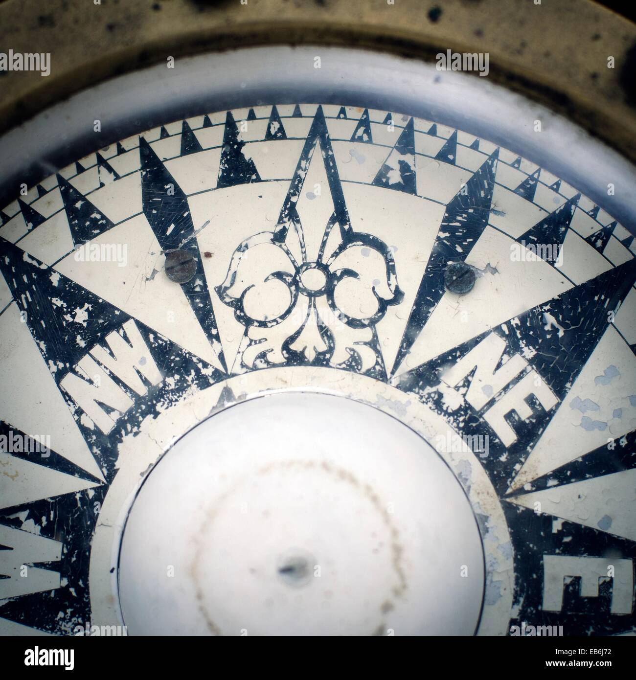 Detail of a marine compass pointing north Stock Photo - Alamy