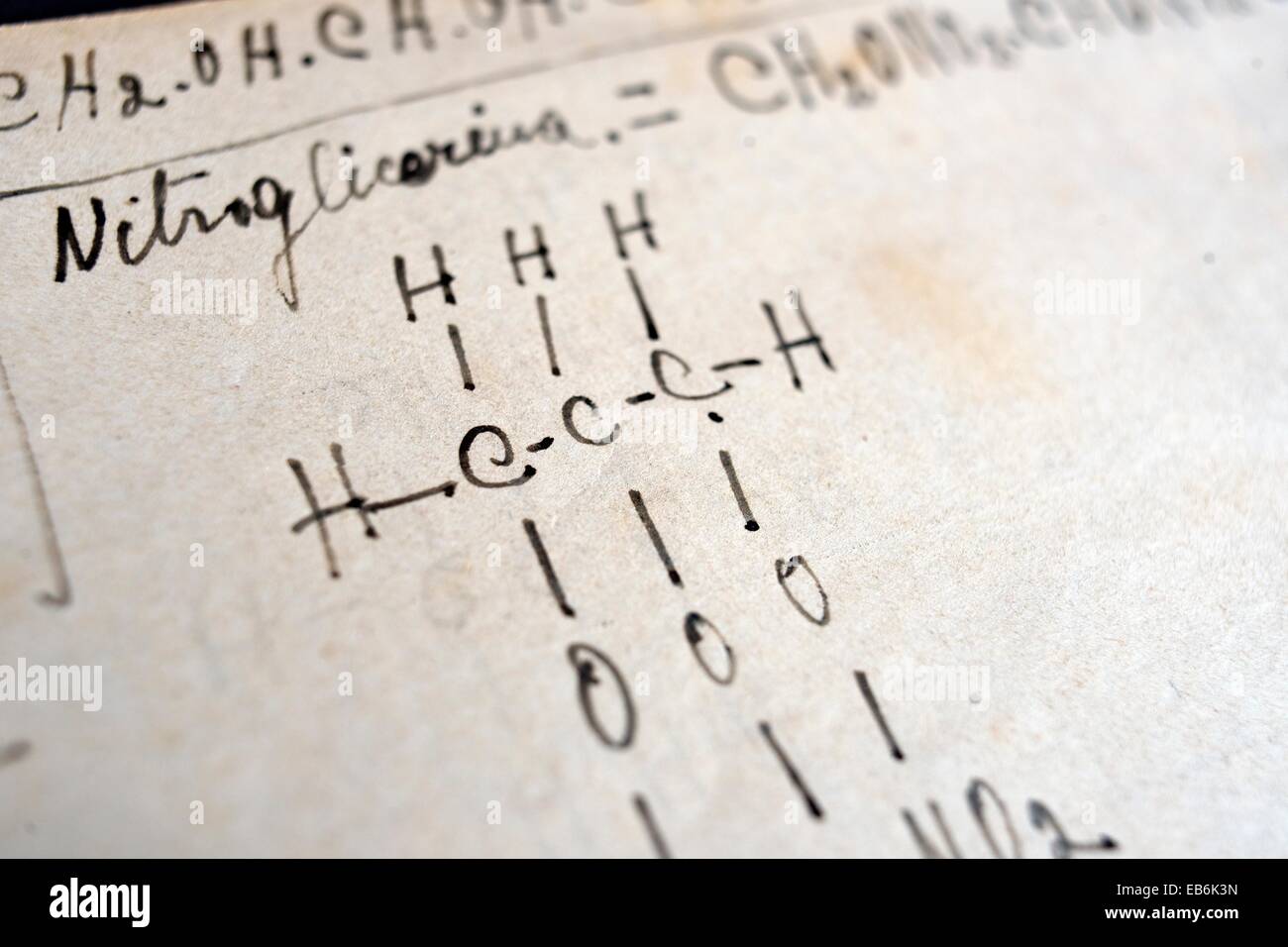 nitroglycerin formula handwritten Stock Photo - Alamy