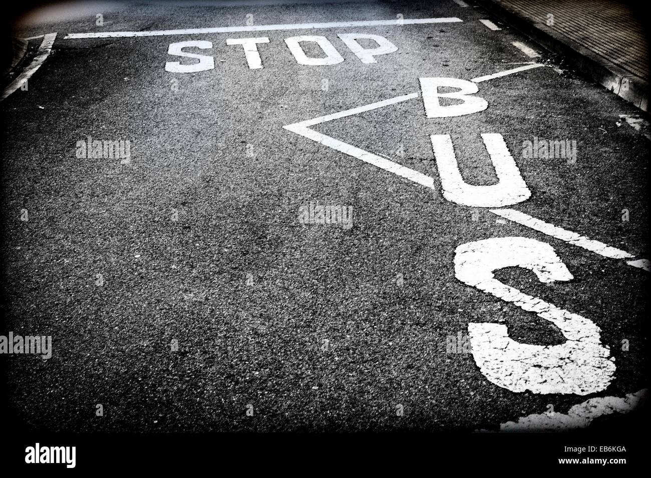 urban symbolism, road marking, bus stop Stock Photo - Alamy