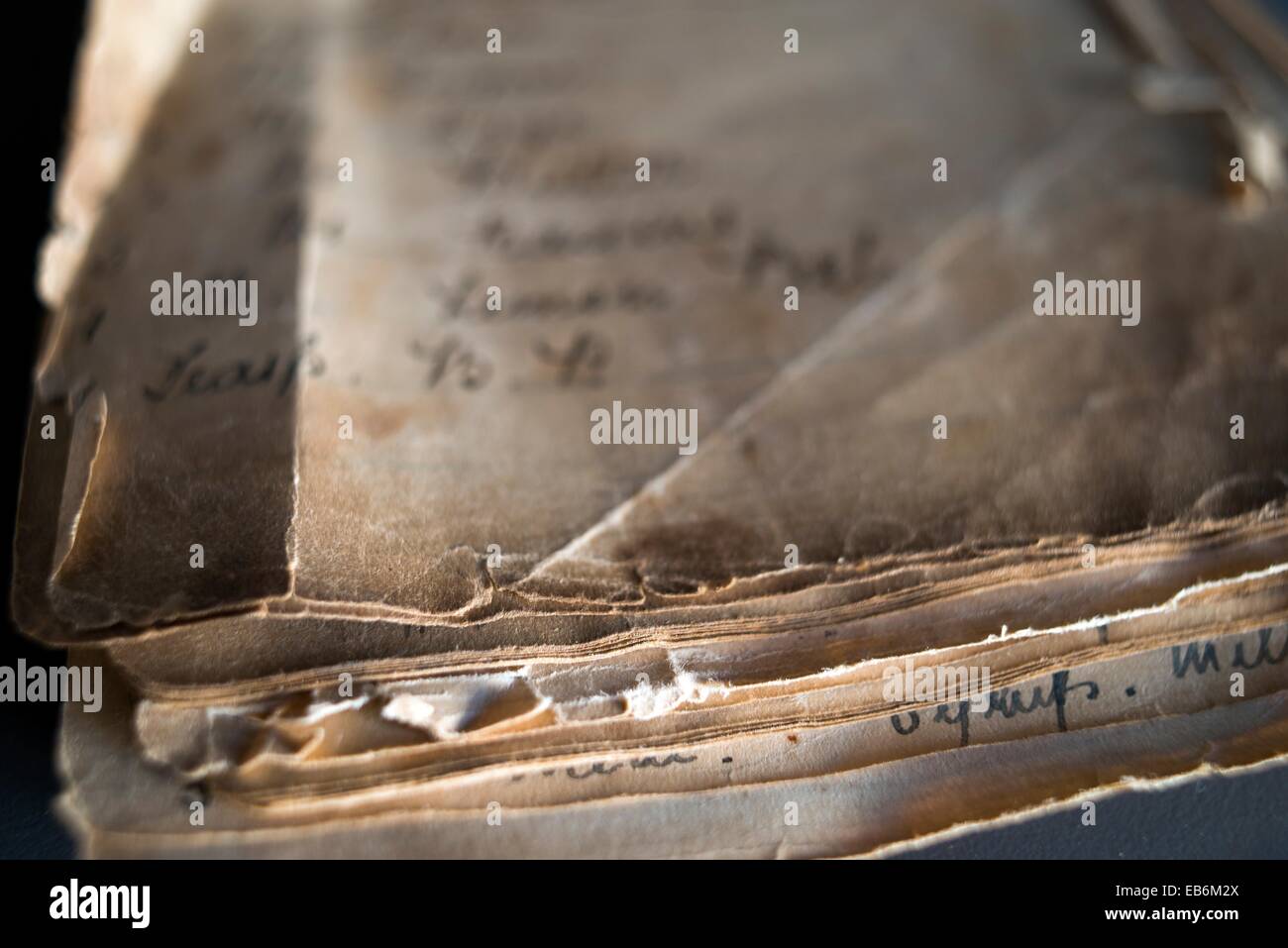 Close up of an old note book Stock Photo - Alamy
