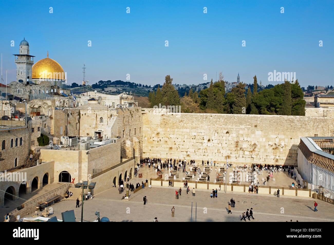 Wailing Wall ´Western Wall´ and Omar mosque Jerusalem, Israel Stock ...