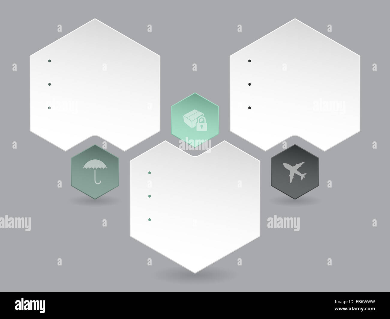 Abstract hexagon infographic design with icons and description Stock ...