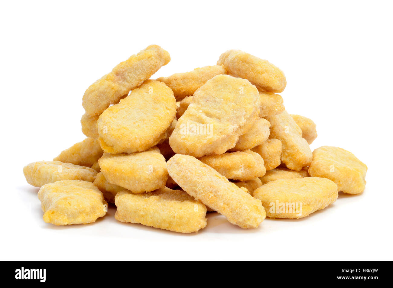 a pile of chicken nuggets on a white background Stock Photo - Alamy