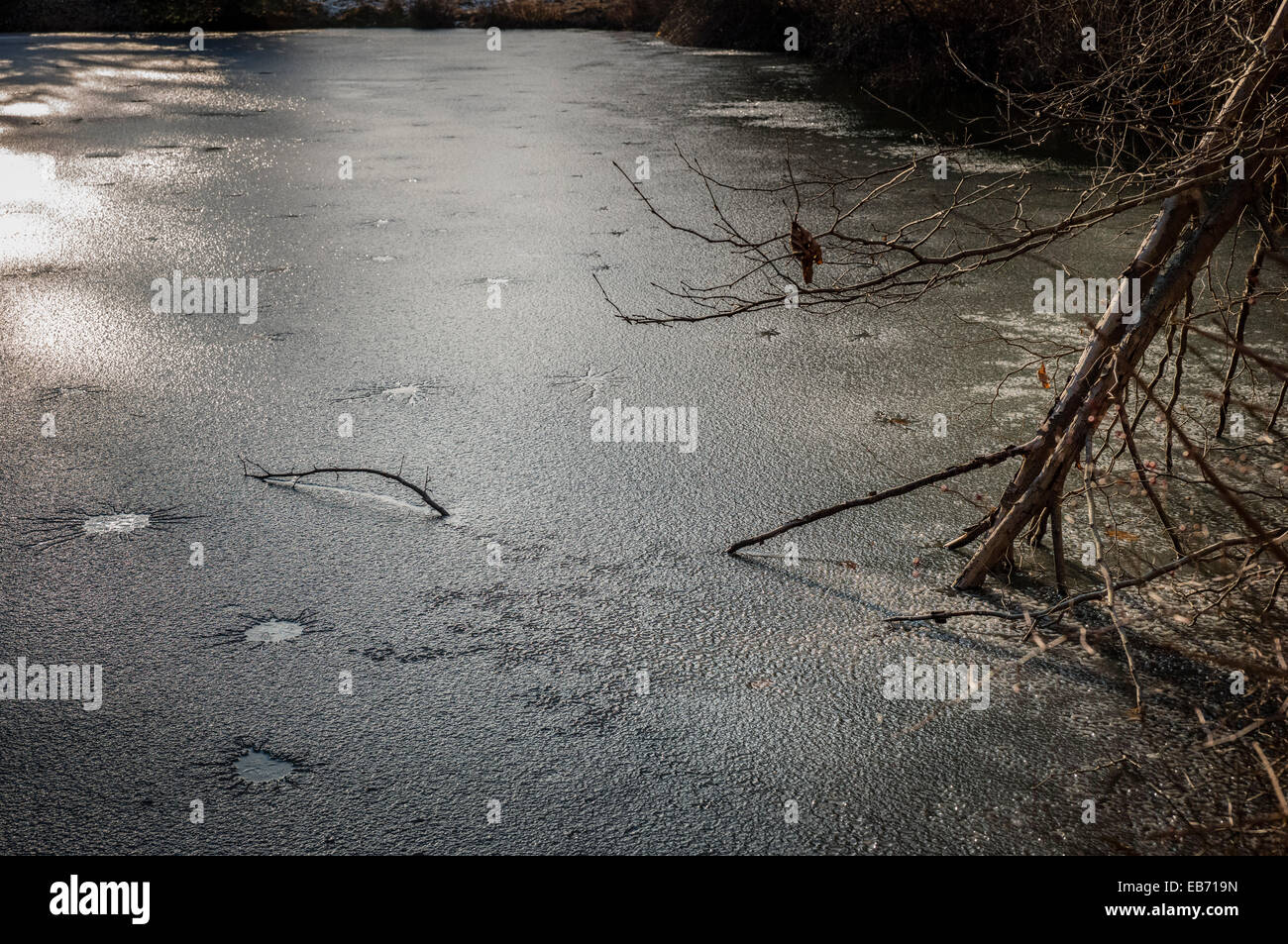 WINTER LAKE SCENE REDDING CONNECTICUT USA Stock Photo - Alamy