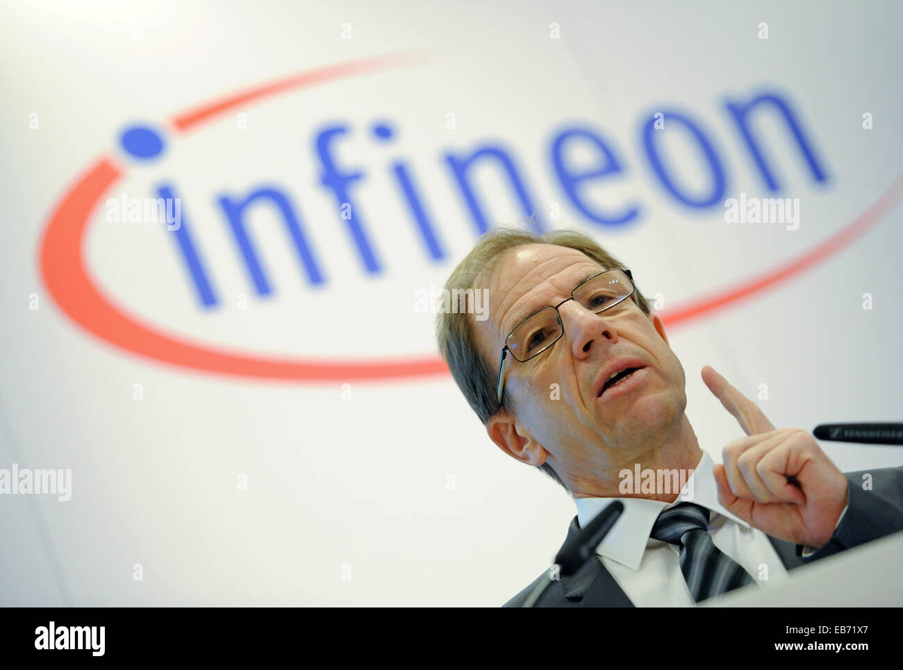 Munich, Germany. 27th Nov, 2014. Infineon CEO Reinhard Ploss stands in ...