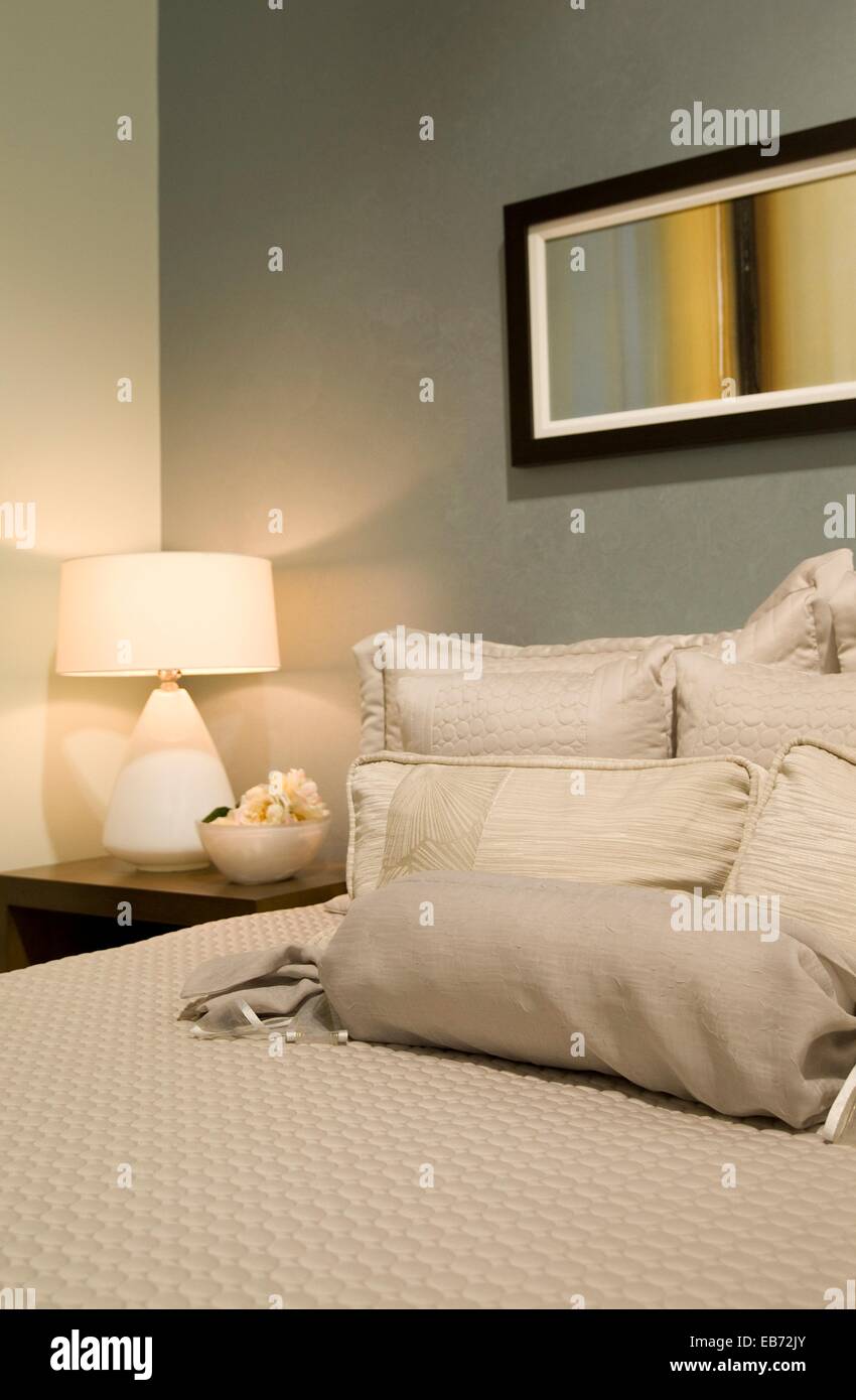 A bed with pillows Stock Photo - Alamy