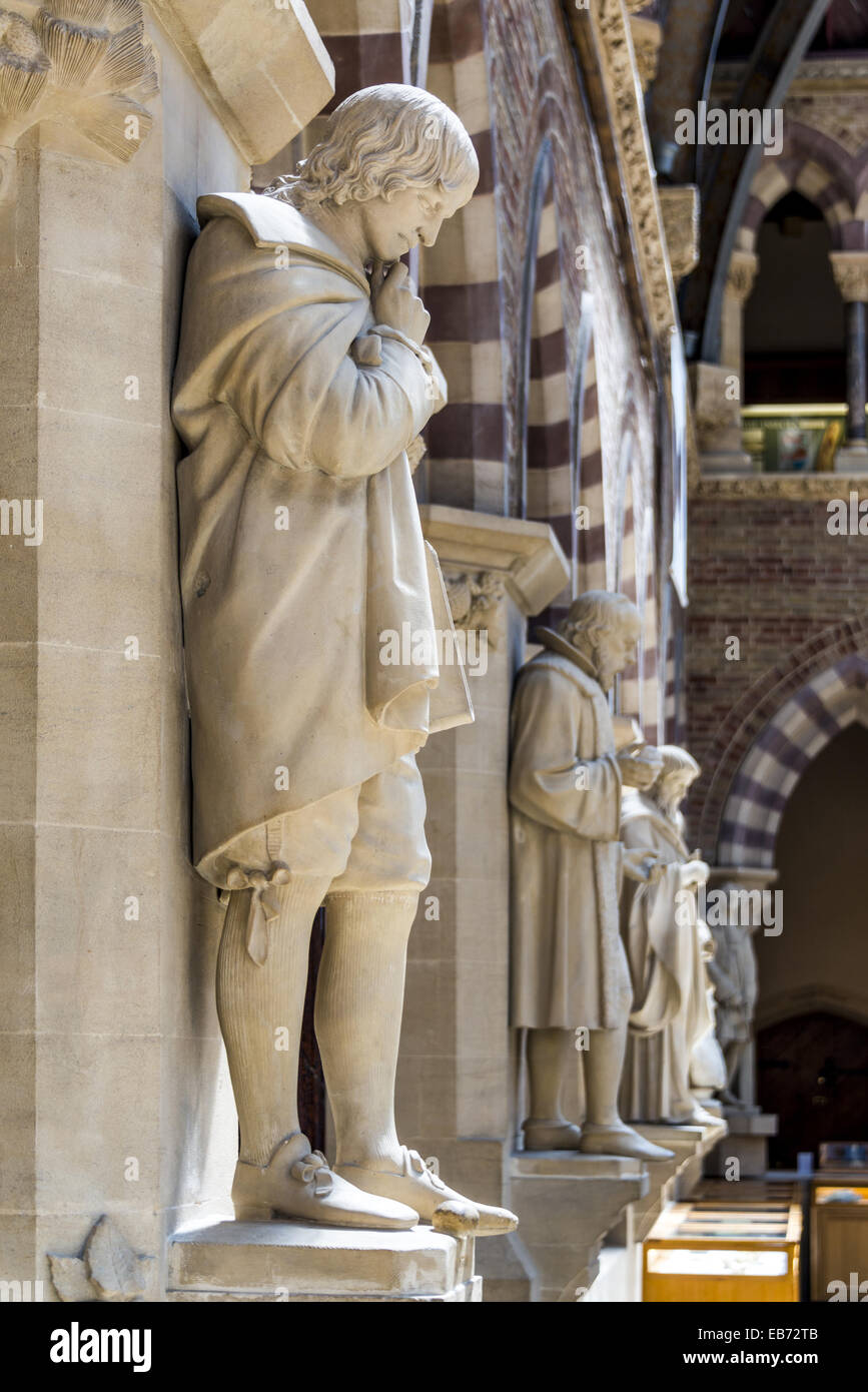Statues of famous thinkers and scientists line the walls at The Oxford ...