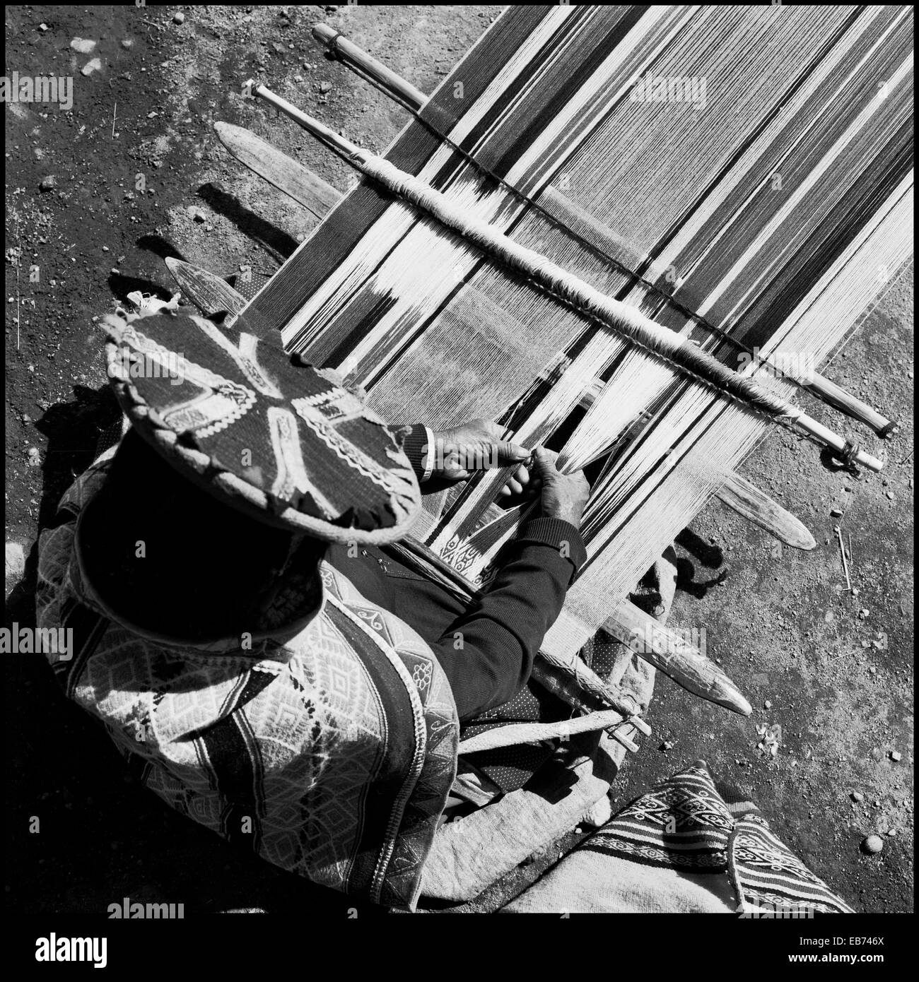 Peru, Woman Weaving Stock Photo - Alamy