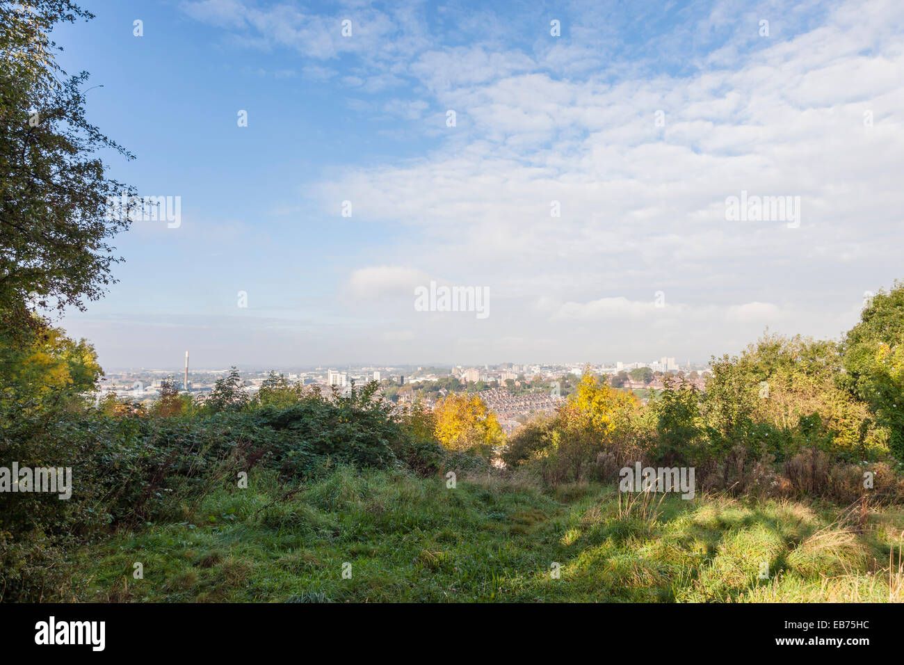 Nottingham from a distance. A view looking west over the city of ...