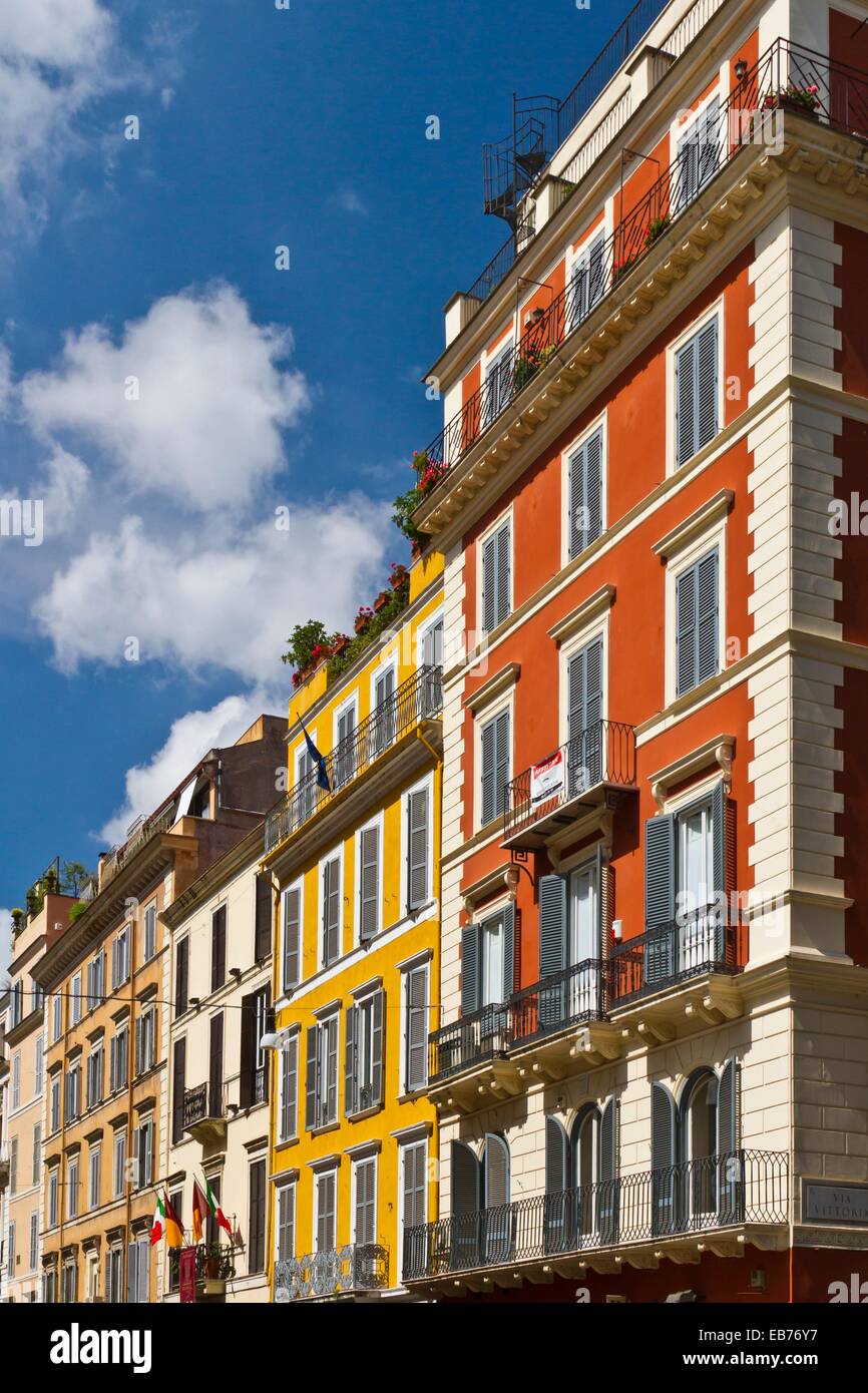 A street with apartment buildings in central Rome, Italy Stock Photo ...