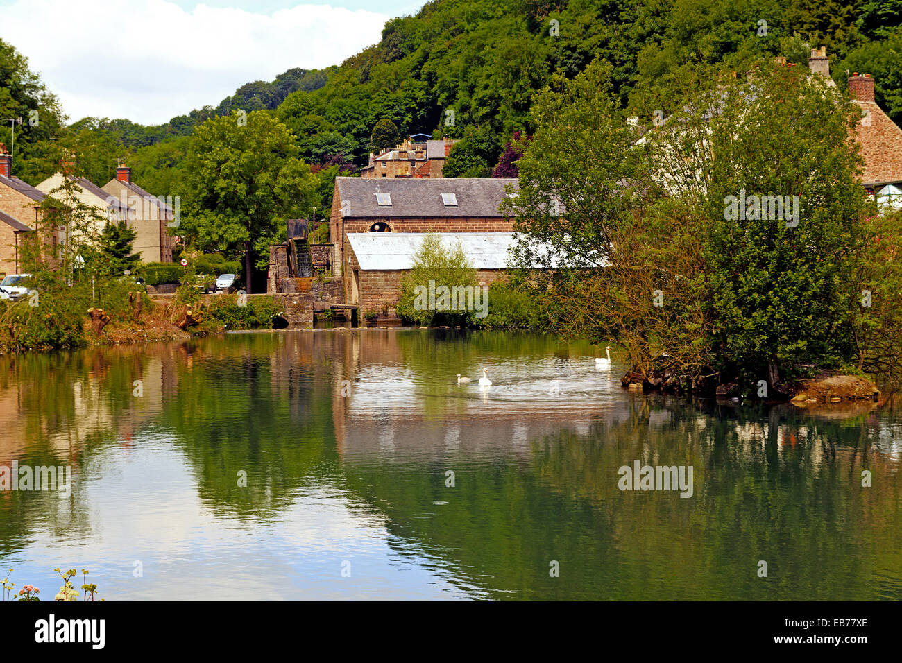 Village Pond and Watermill at Cromford near Matlock Derbyshire Stock ...