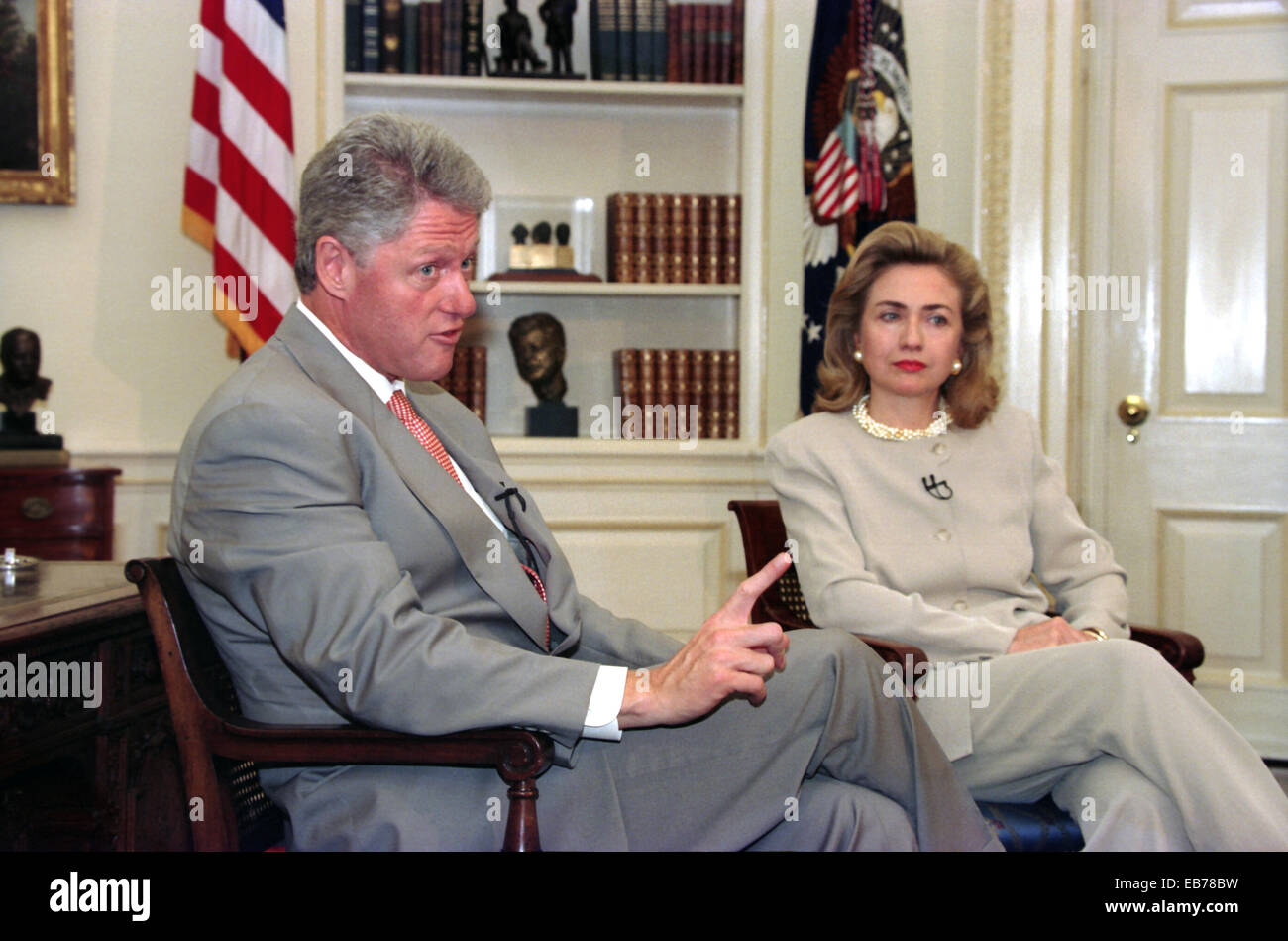 US President Bill Clinton and First Lady Hillary Clinton during the ...