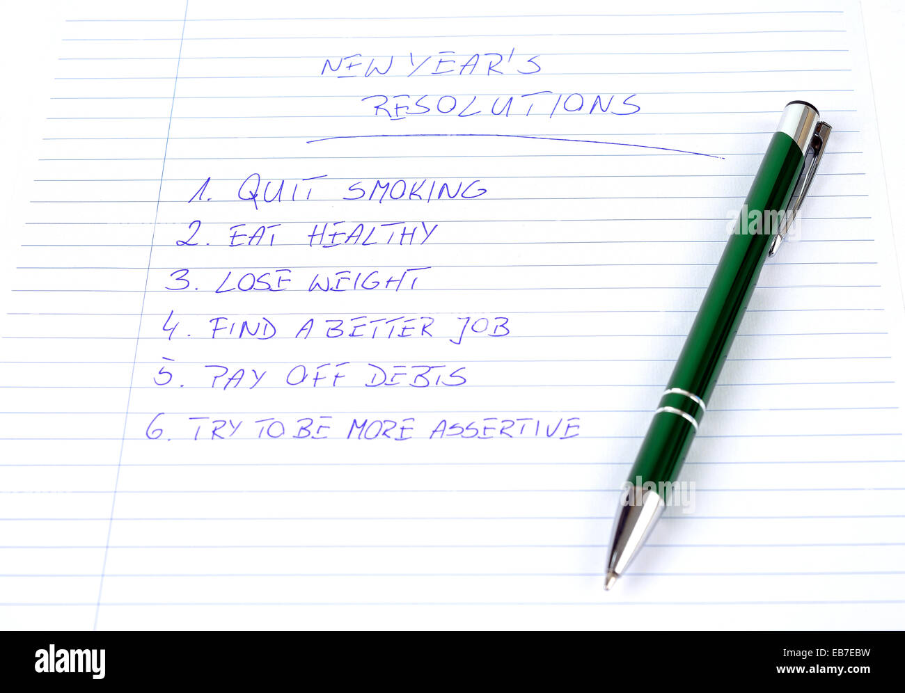 New years resolution list Cut Out Stock Images & Pictures - Alamy