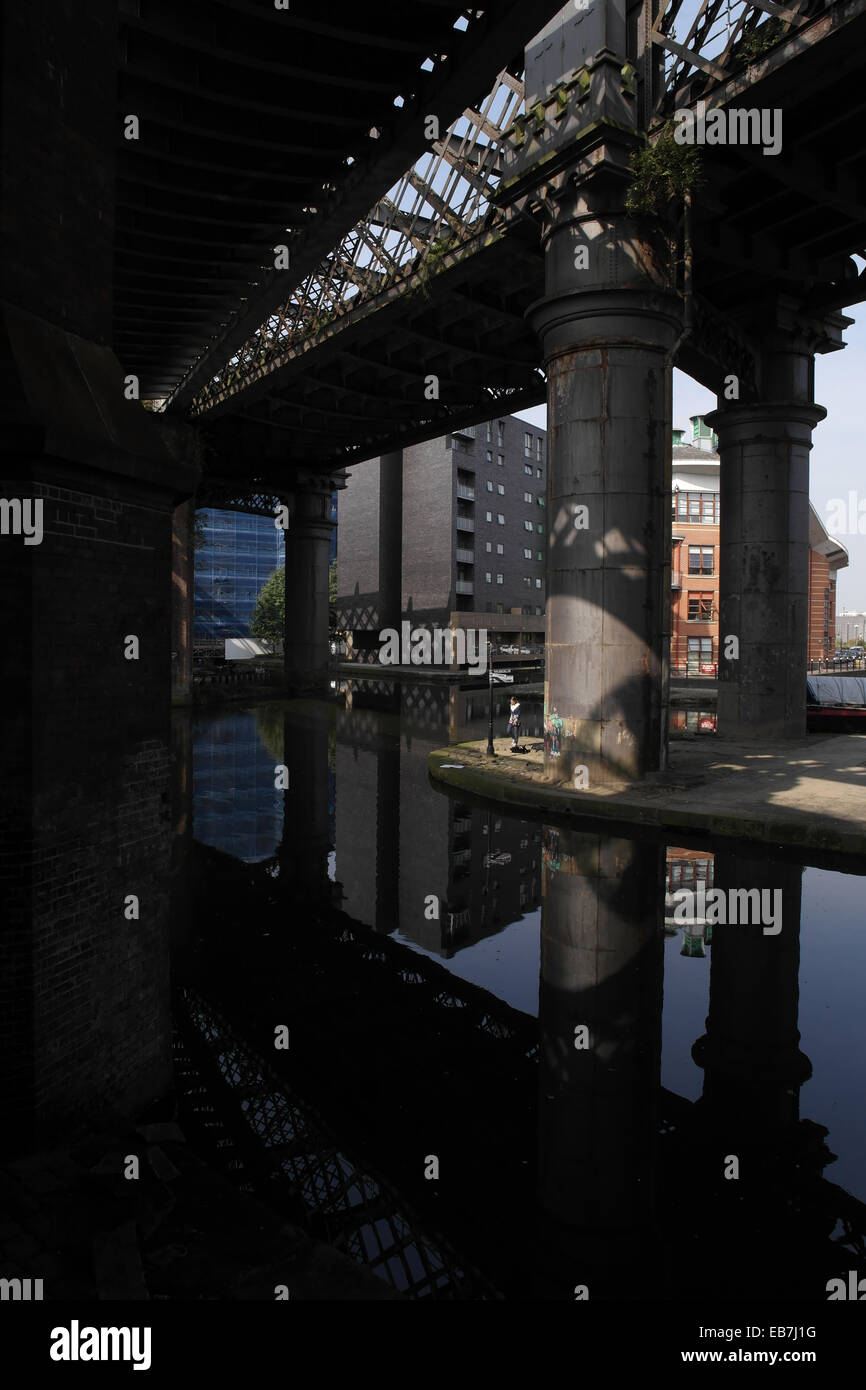 Water reflection portrait, to modern buildings, Cornbrook and Great ...