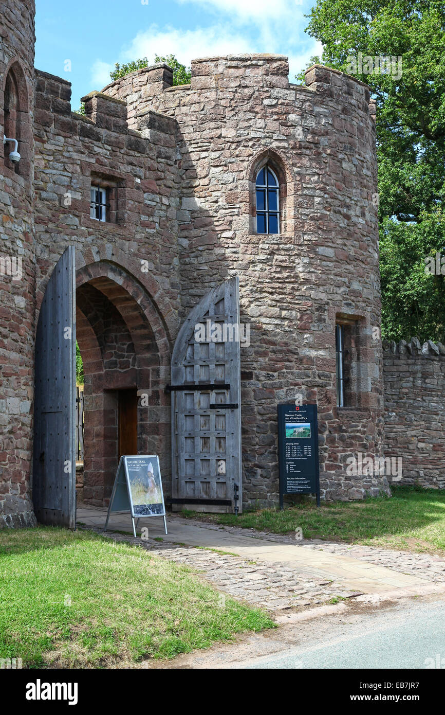 The gates and gateway of the entrance to Beeston Castle Cheshire ...
