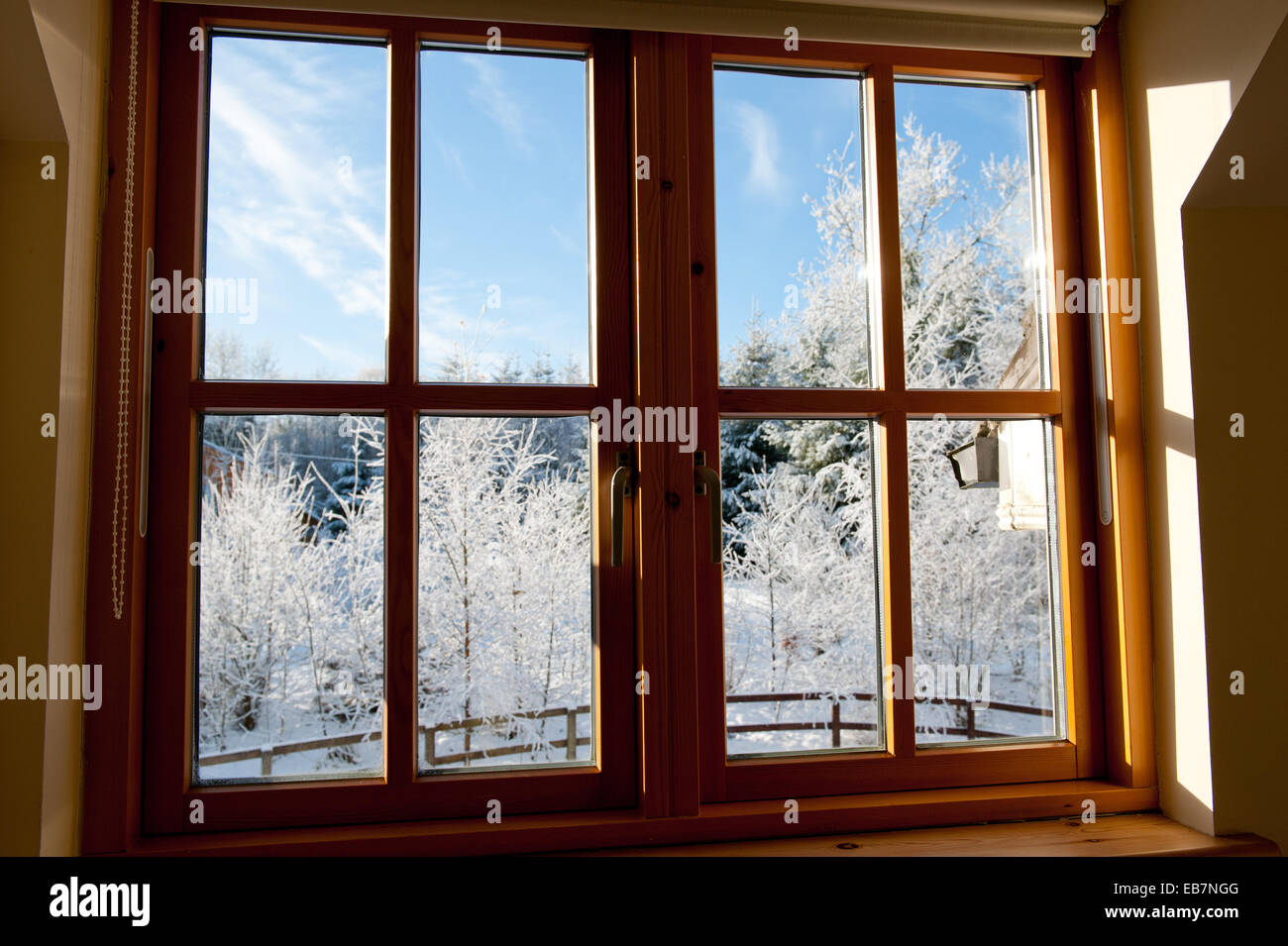 Modern wooden window with frost hi-res stock photography and images - Alamy