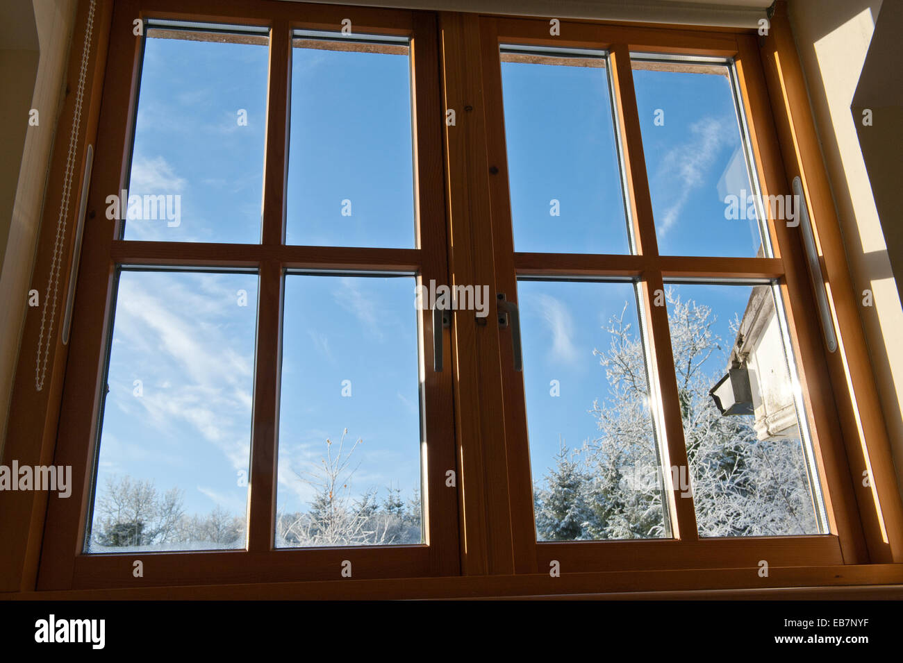 Modern wooden window with frost hi-res stock photography and images - Alamy
