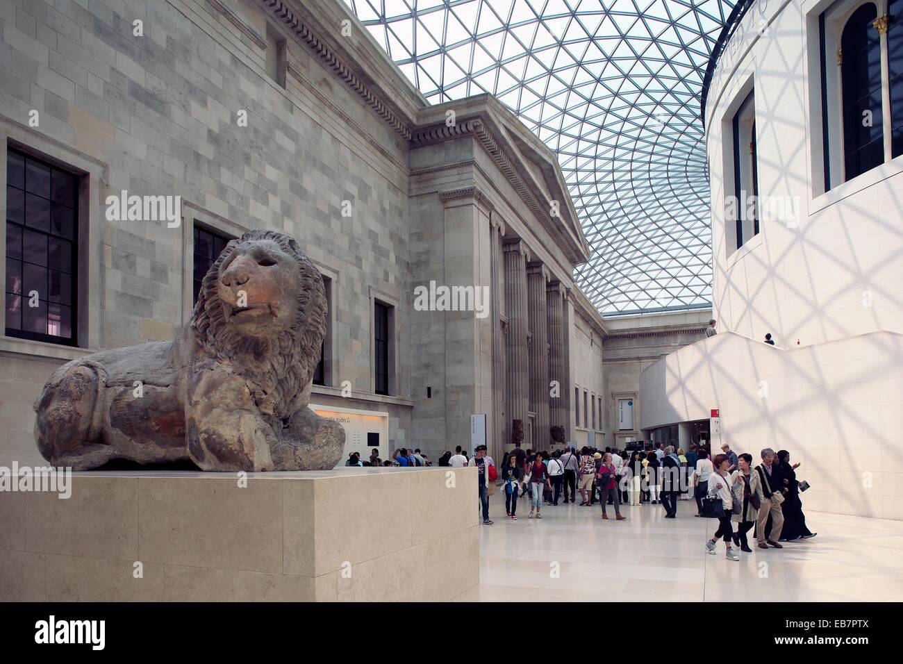 Marble lion from Knidos Asia Minor display in Queen Elizabeth II Great ...