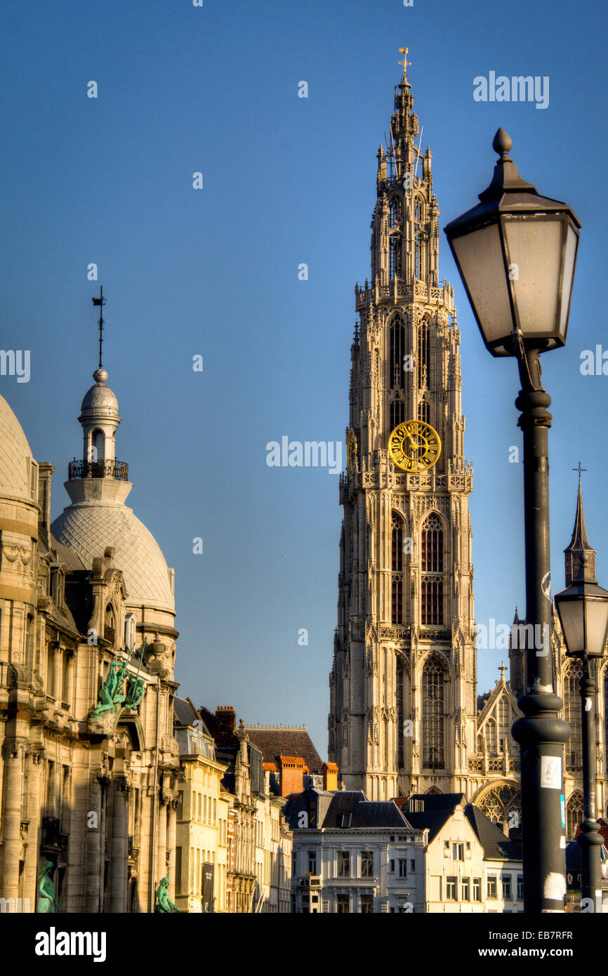 Antwerp church clock tower hi-res stock photography and images - Alamy