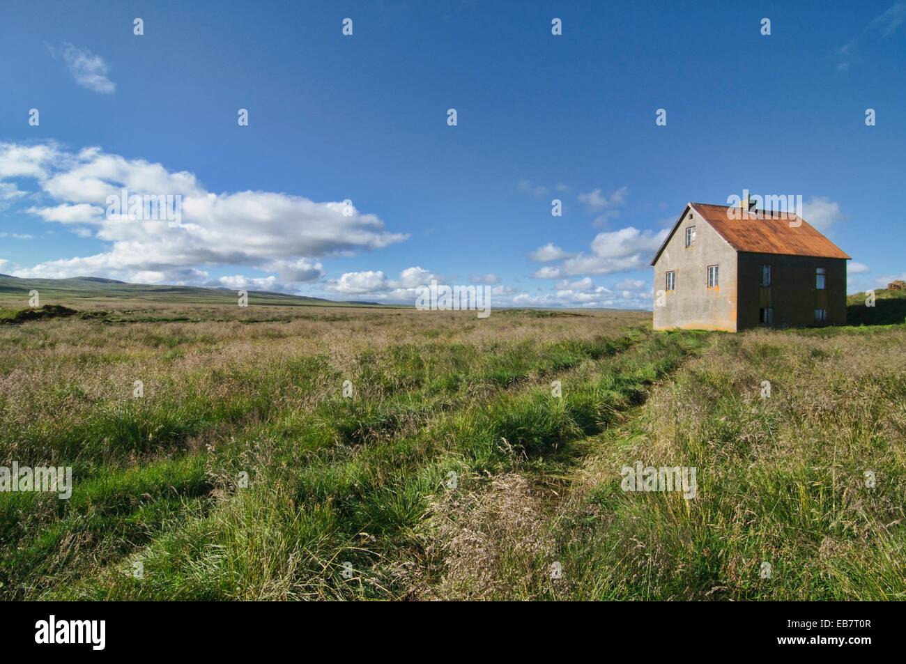 tradtional farmhouse along the fjords of northeastern Iceland Stock ...