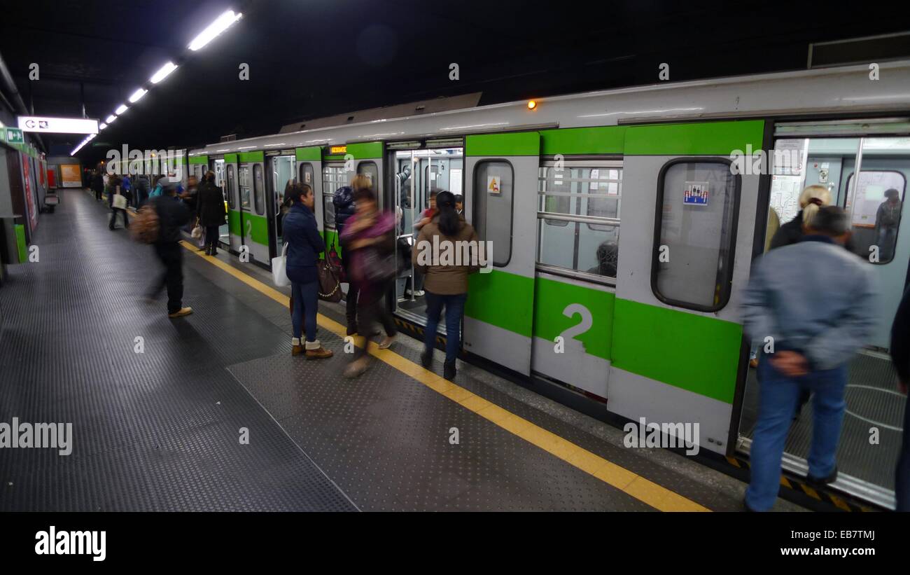 Subway train in Milano, Italy Stock Photo - Alamy