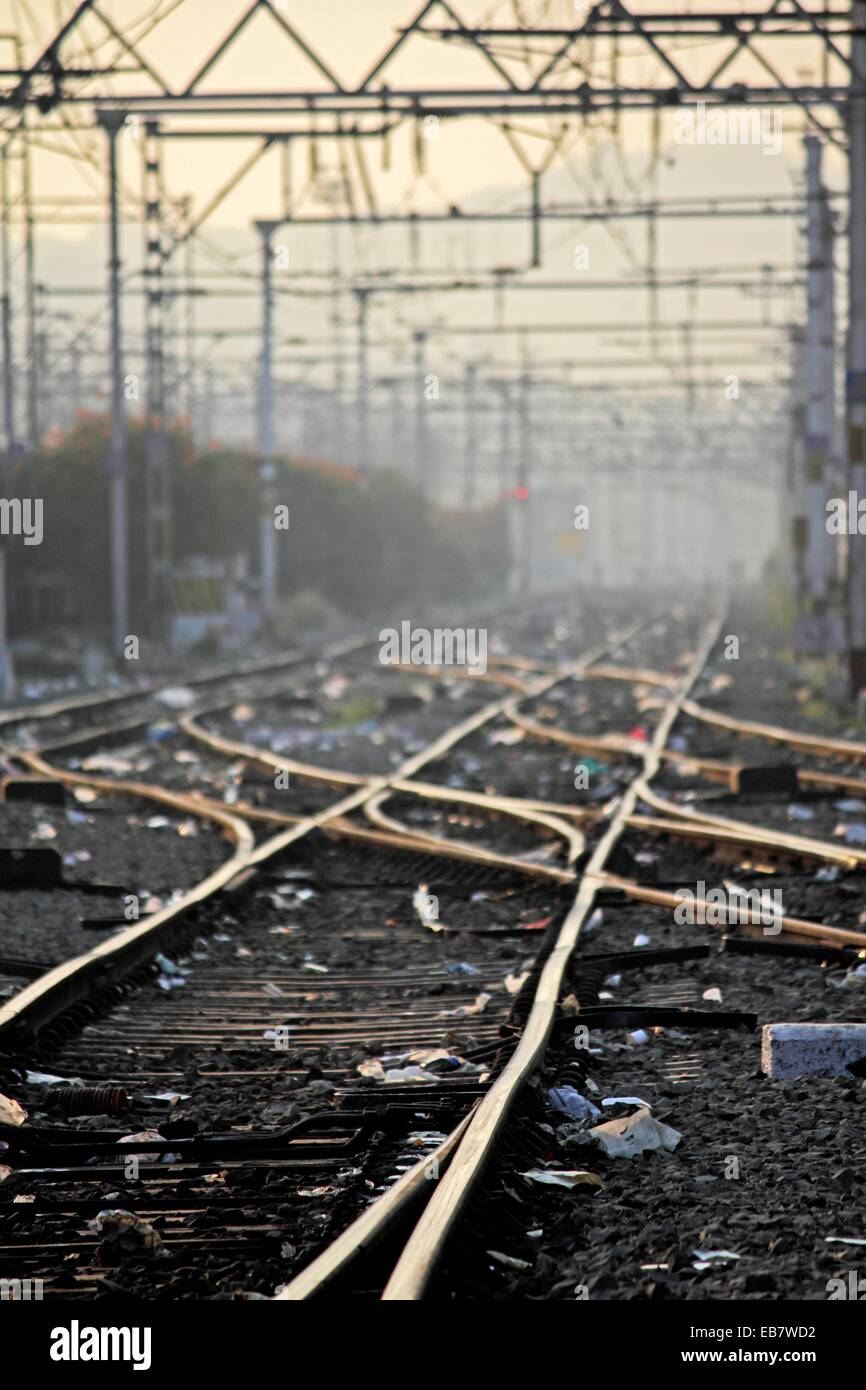 The railway track merging, Set of Points on a Railway Train Track, Pune ...